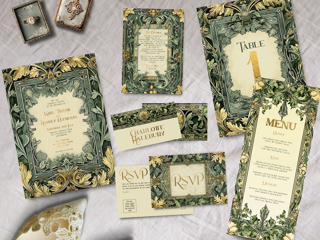 Art Nouveau Wedding Bundle, INSTANT DOWNLOAD, Art Deco, Victorian ...