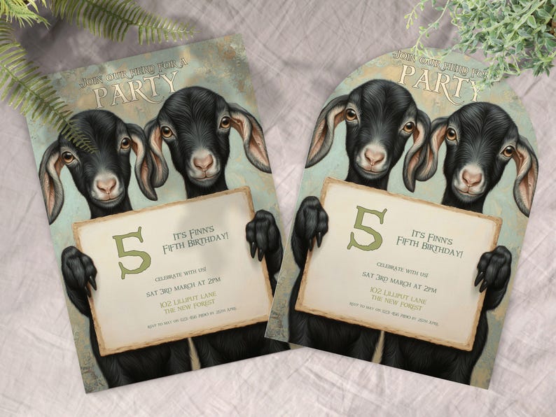 Nubian Goat Party Invitation, INSTANT DOWNLOAD, Join the Herd, Billy ...