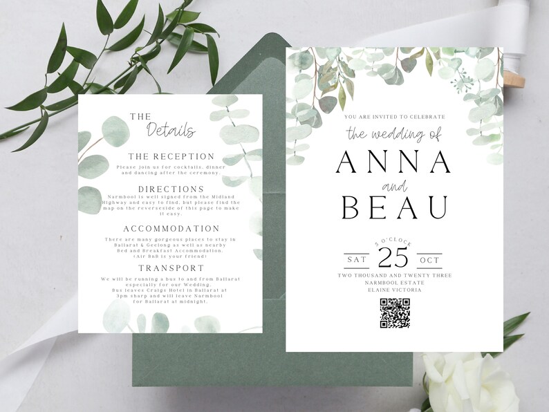 Modern Wedding Invitation Template Set INSTANT DOWNLOAD Invite Suite ...