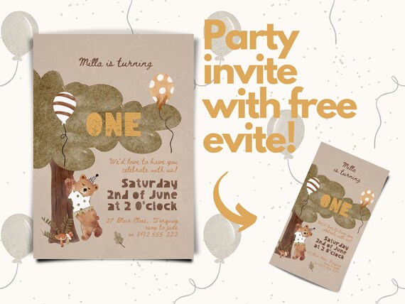 Baby Bear Birthday Invitation INSTANT DOWNLOAD Fully Editable - Etsy