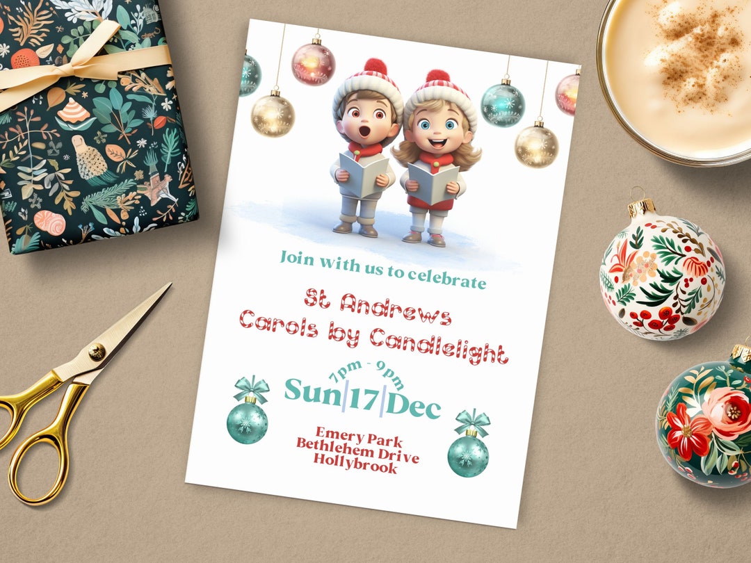 Christmas Carols Invite, INSTANT DOWNLOAD, Christmas Caroling, Street ...