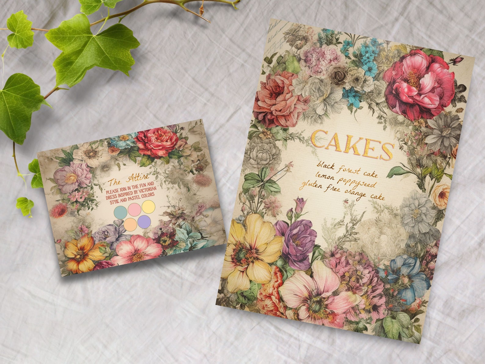Victorian Birthday Party Bundle, INSTANT DOWNLOAD, Botanical Invite Set ...