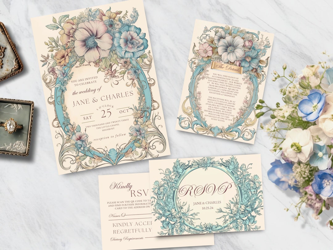 Victorian Wedding Bundle, INSTANT DOWNLOAD, Victorian Floral, Vintage ...