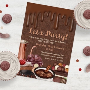 Chocolate Party Invitation INSTANT DOWNLOAD Desserts Birthday ...