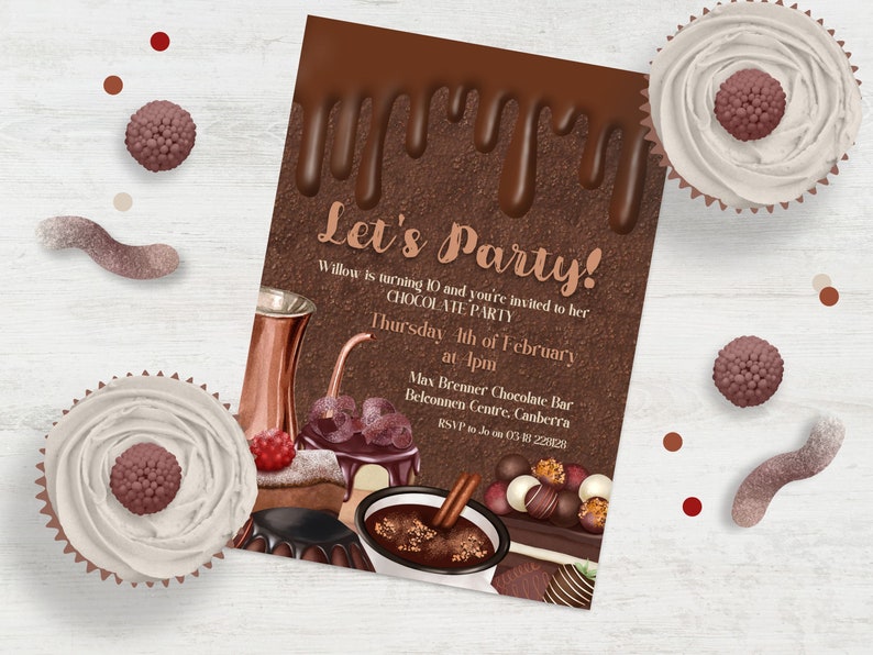 Chocolate Party Invitation INSTANT DOWNLOAD Desserts Birthday ...