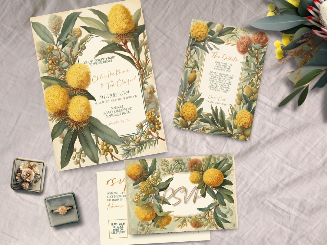 Vintage Wedding Bundle, INSTANT DOWNLOAD, Botanical, Australian Wedding ...