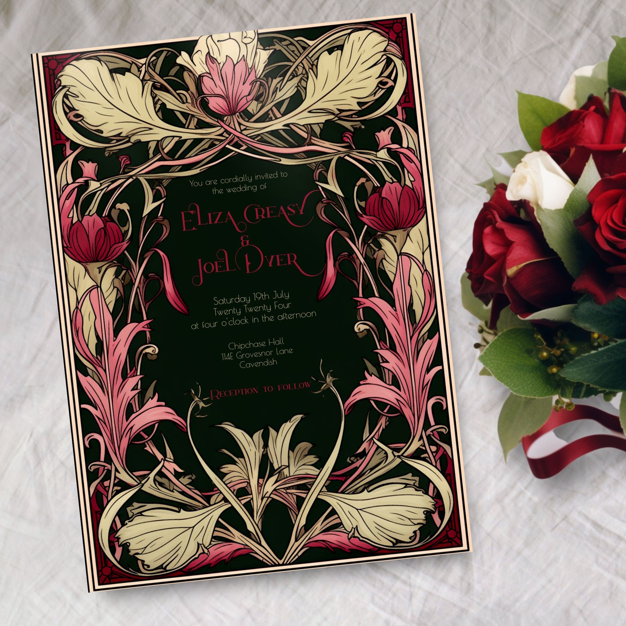 Art Nouveau Wedding Invitation, INSTANT DOWNLOAD, Art Deco Wedding ...