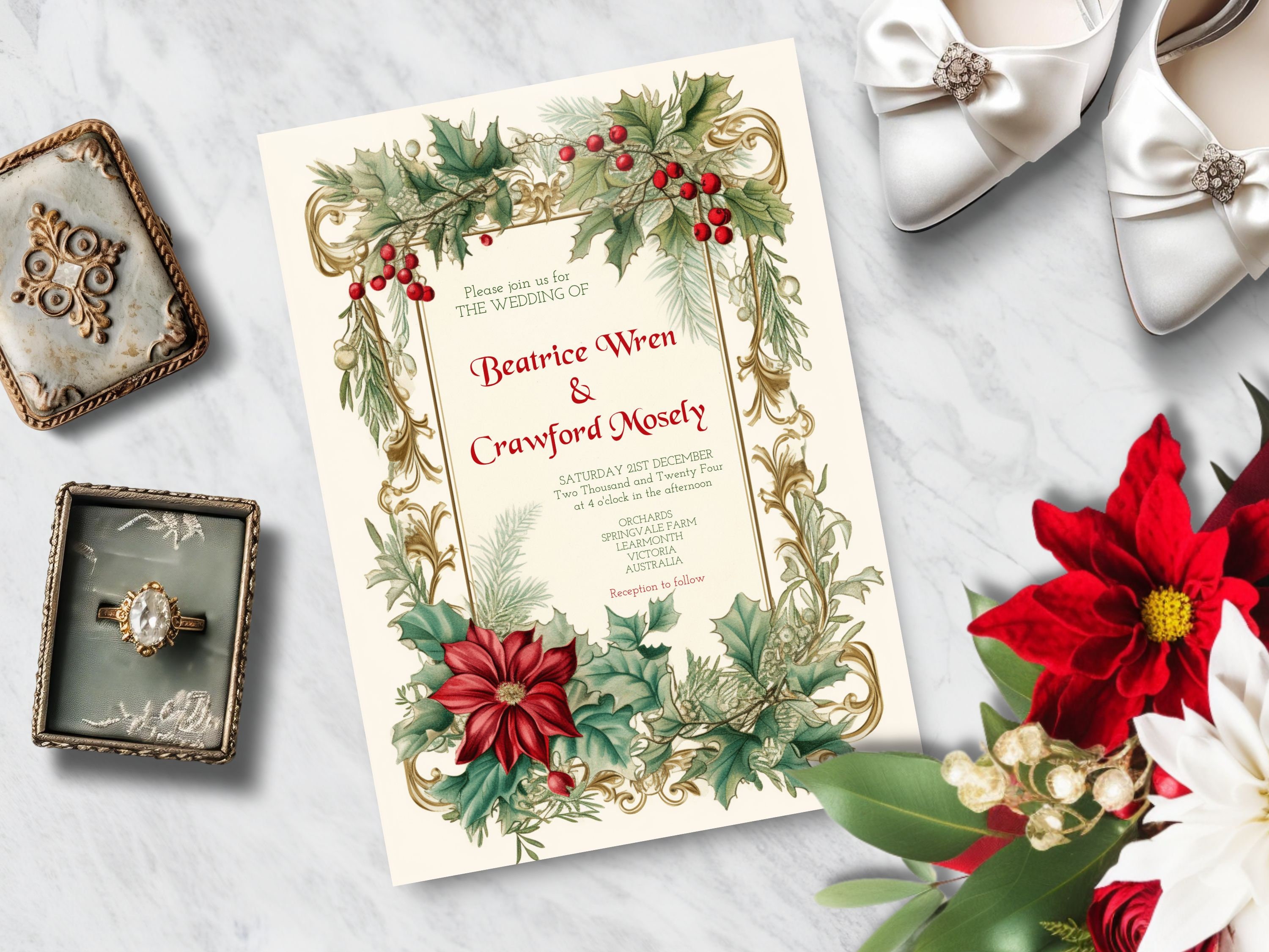 Victorian Wedding Invitation, INSTANT DOWNLOAD, Vintage Christmas ...