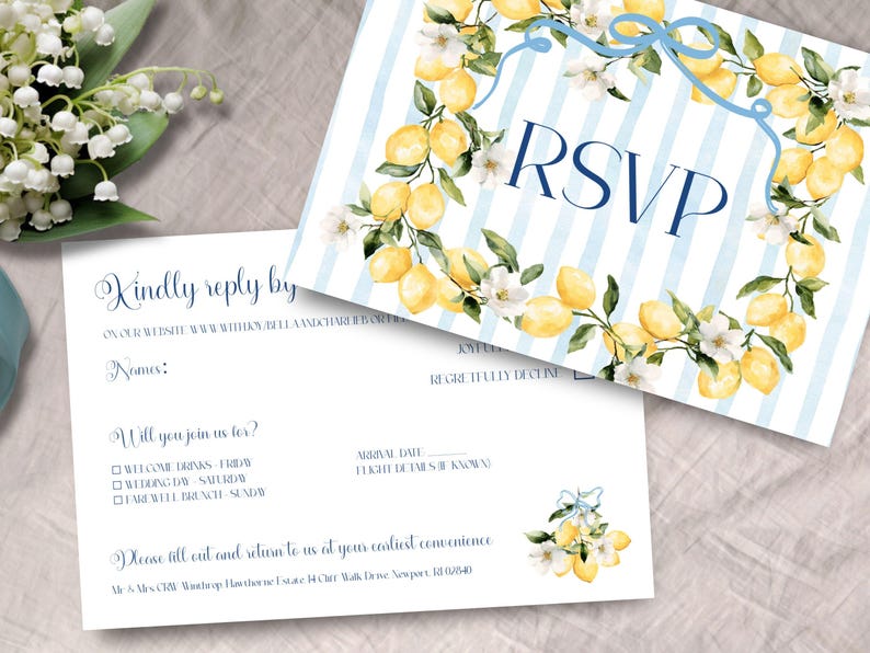 Italian Wedding Invitation Bundle, INSTANT DOWNLOAD, Amalfi Theme ...