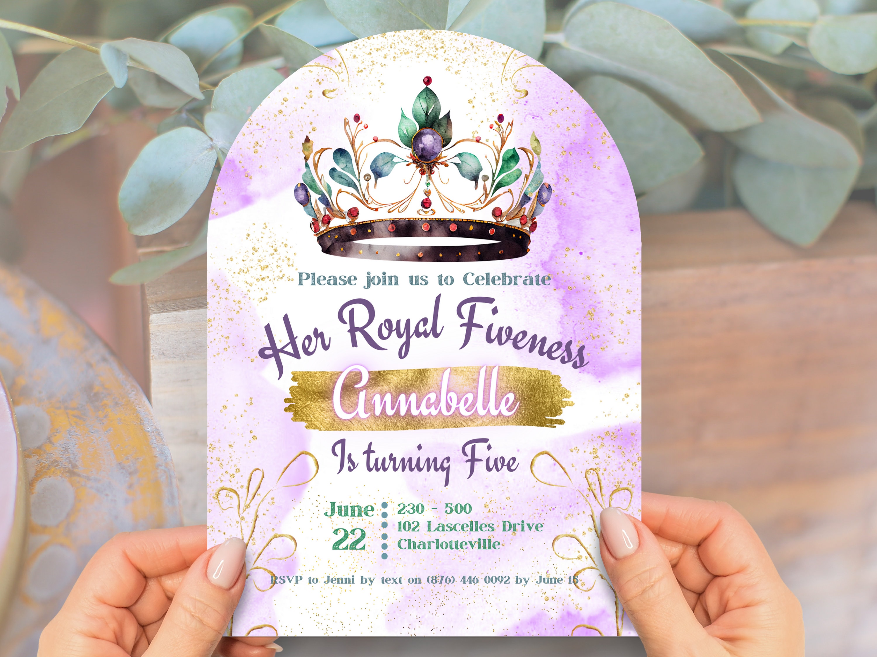 Her Royal Five-ness Birthday Invitation INSTANT DOWNLOAD Edit in Canva ...