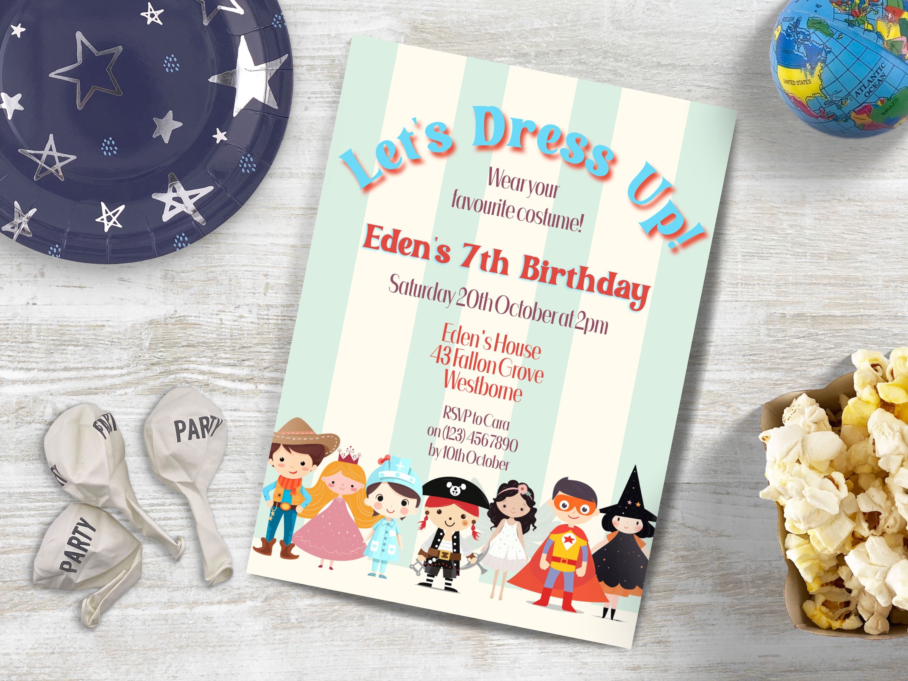 Costume Party Party Invitations, INSTANT DOWNLOAD, Princess Birthday ...