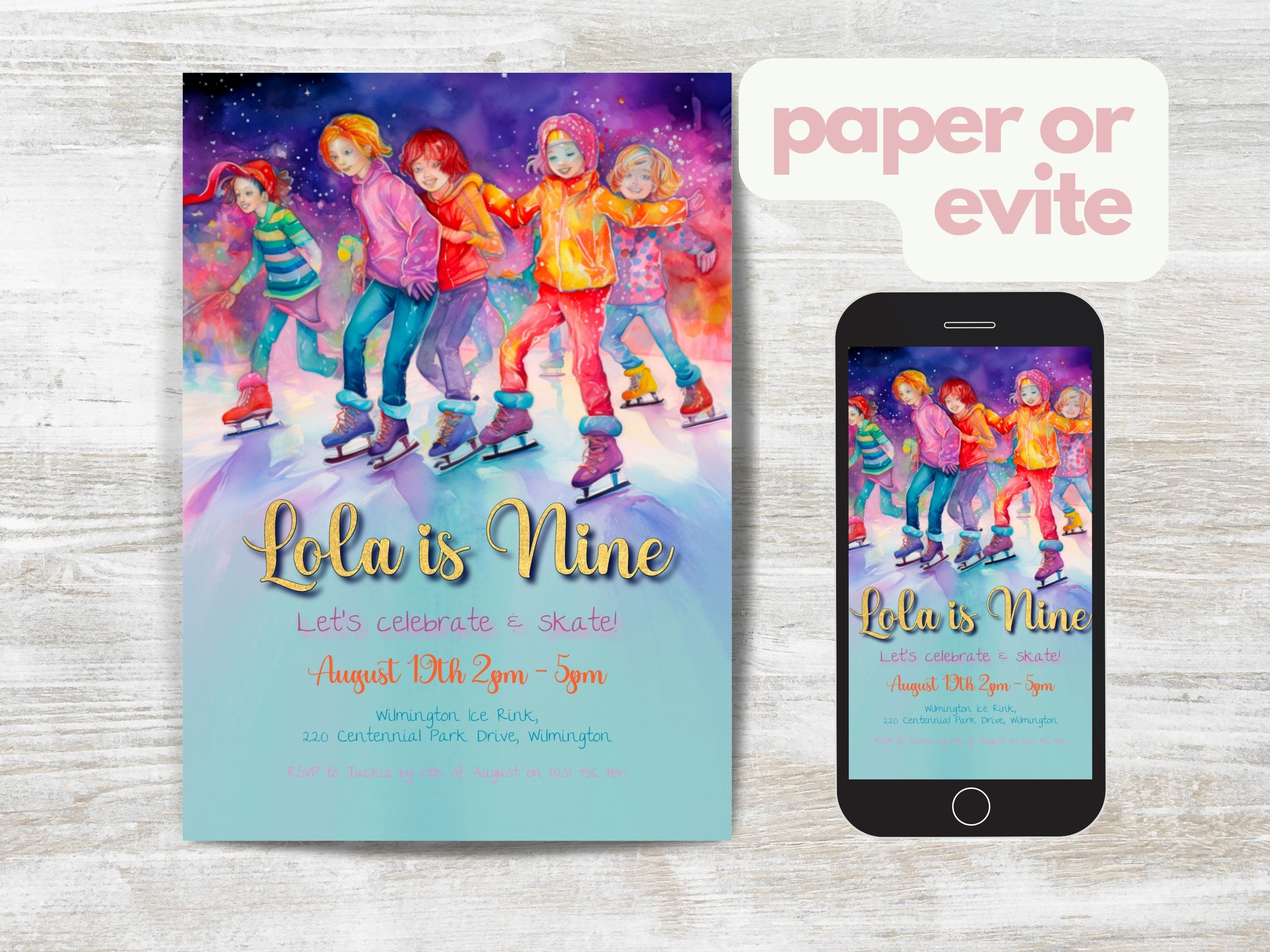 Ice Skating Birthday Invitation, INSTANT DOWNLOAD, Ice Skates Party ...