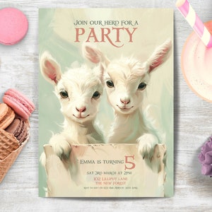 Goat Birthday Party Invitation, INSTANT DOWNLOAD, Join the Herd, Billy ...