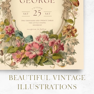 Victorian Wedding Invitation, INSTANT DOWNLOAD, Victorian Floral ...