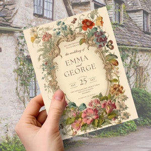 Victorian Wedding Invitation, INSTANT DOWNLOAD, Victorian Floral ...