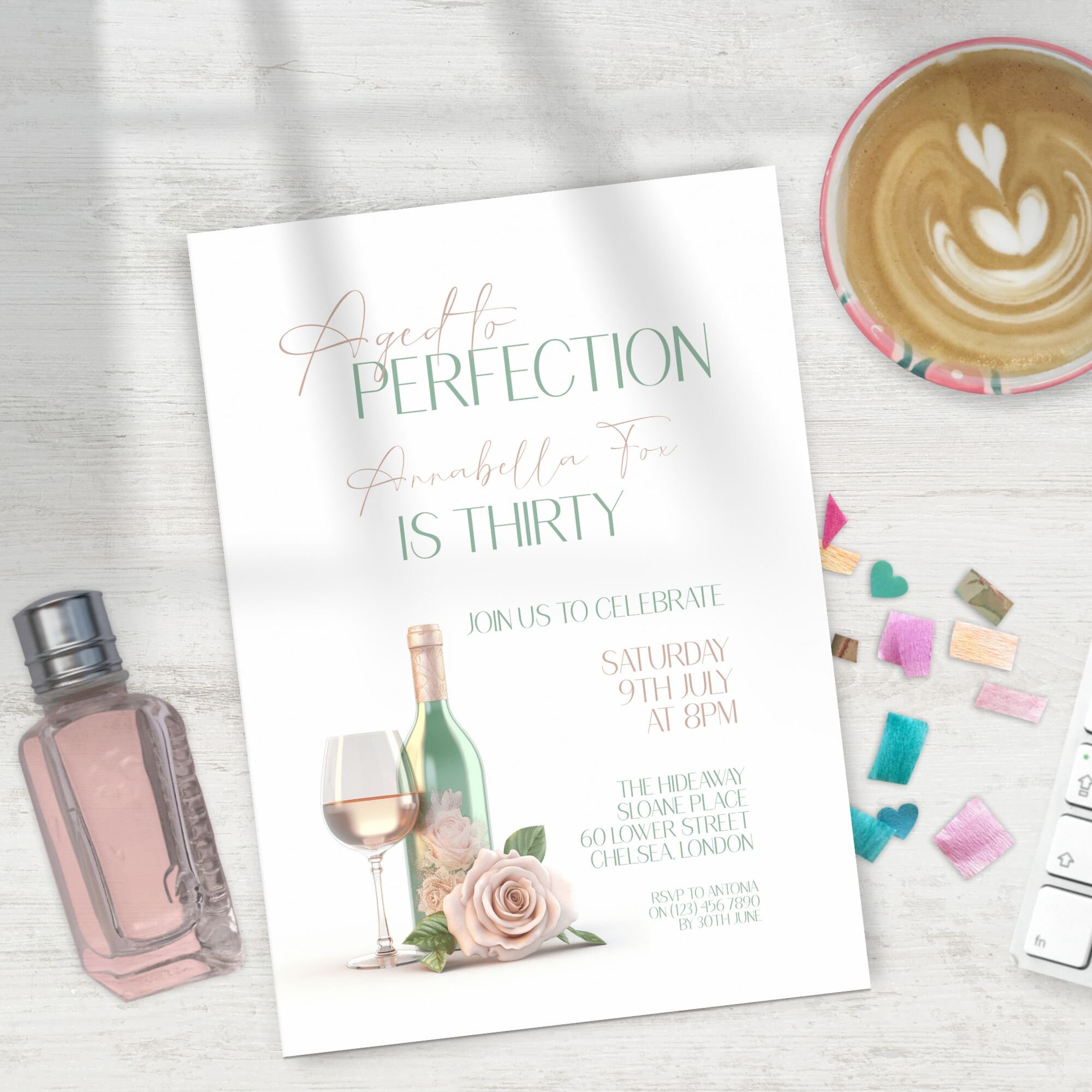 Editable Aged To Perfection Invitation Instant Download Wine Birthday