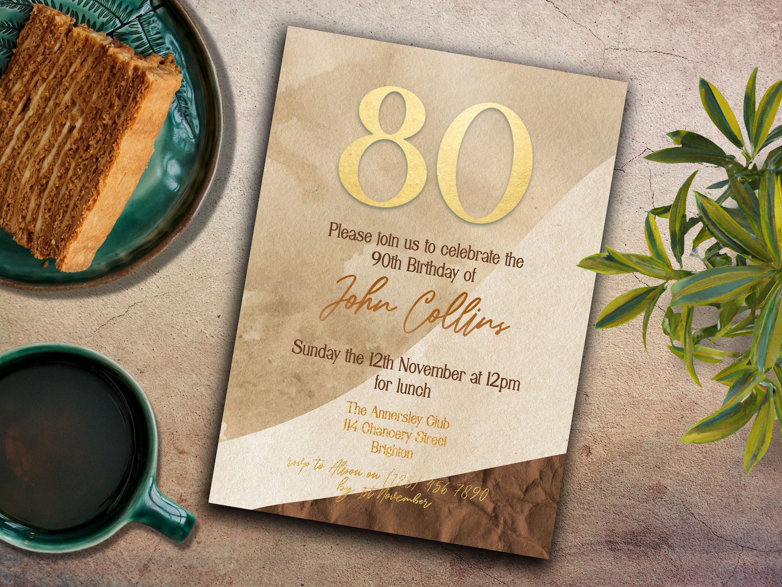 80th Birthday Invite Man, INSTANT DOWNLOAD, 80th Birthday Party ...