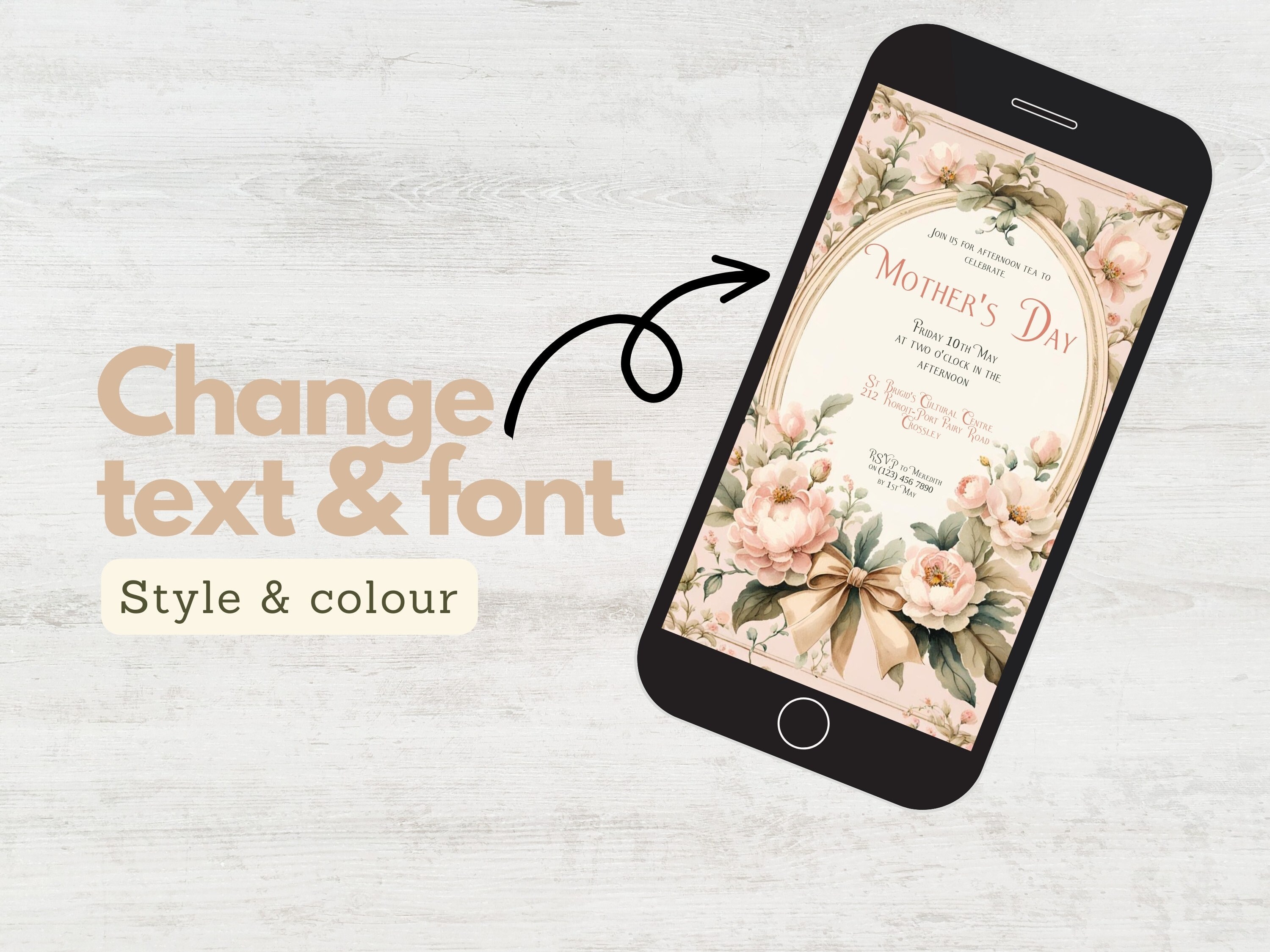 Mother's Day Party, Tea Party Invitation, INSTANT DOWNLOAD, Regency ...