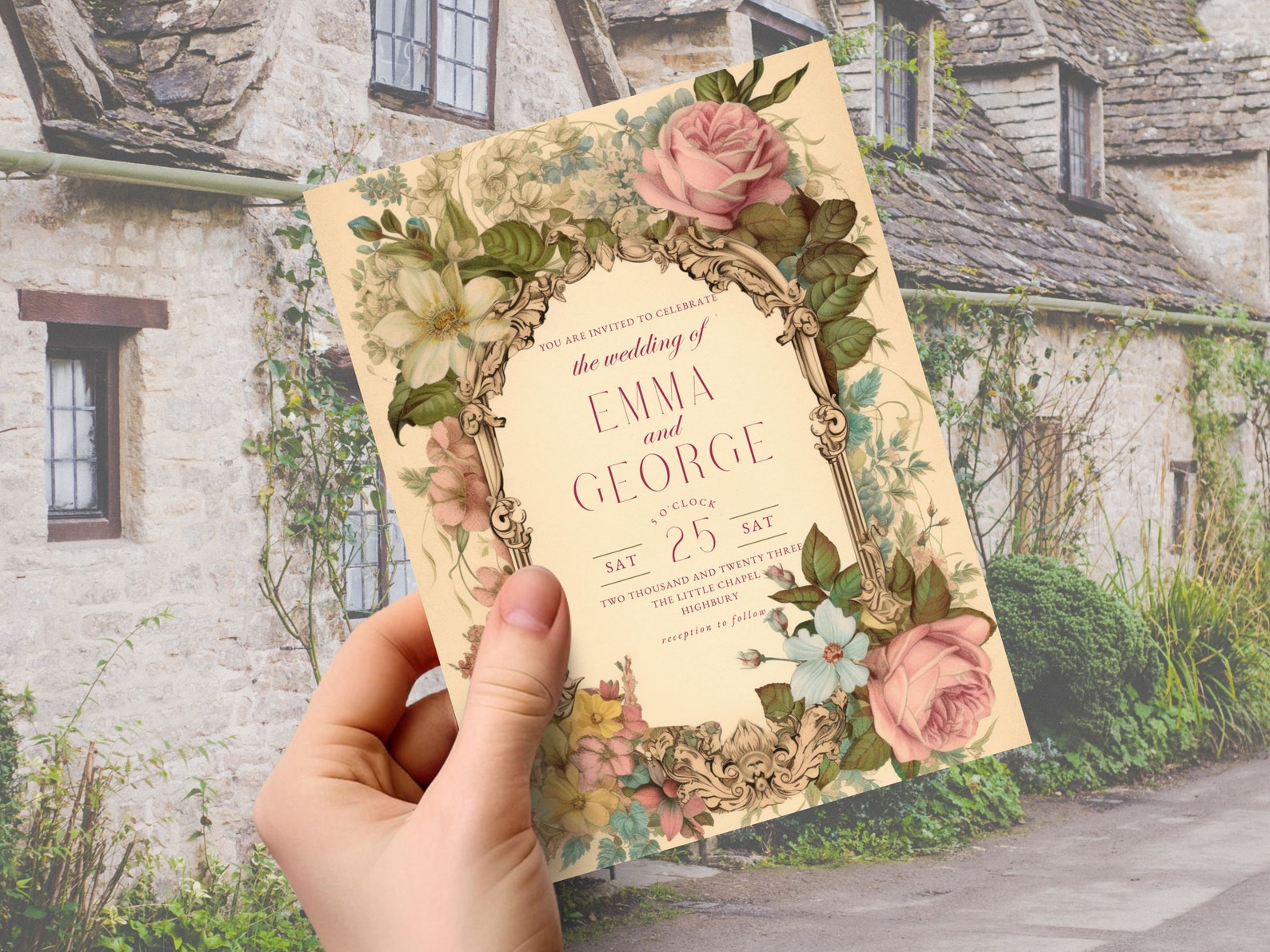 Victorian Wedding Invitation, INSTANT DOWNLOAD, Victorian Floral ...