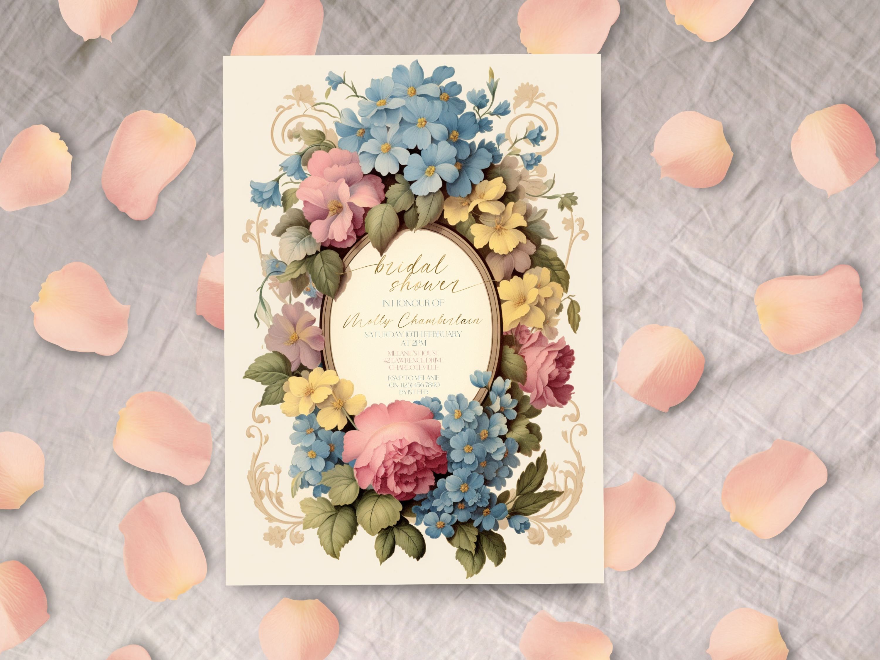 Victorian Bridal Shower Invitation, INSTANT DOWNLOAD, Vintage Floral ...