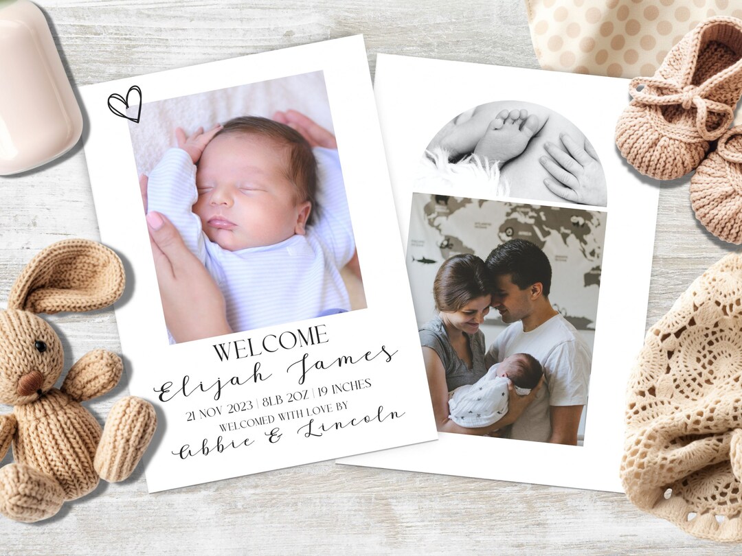 Birth Announcement | INSTANT DOWNLOAD | Fully Editable Newborn Photo ...