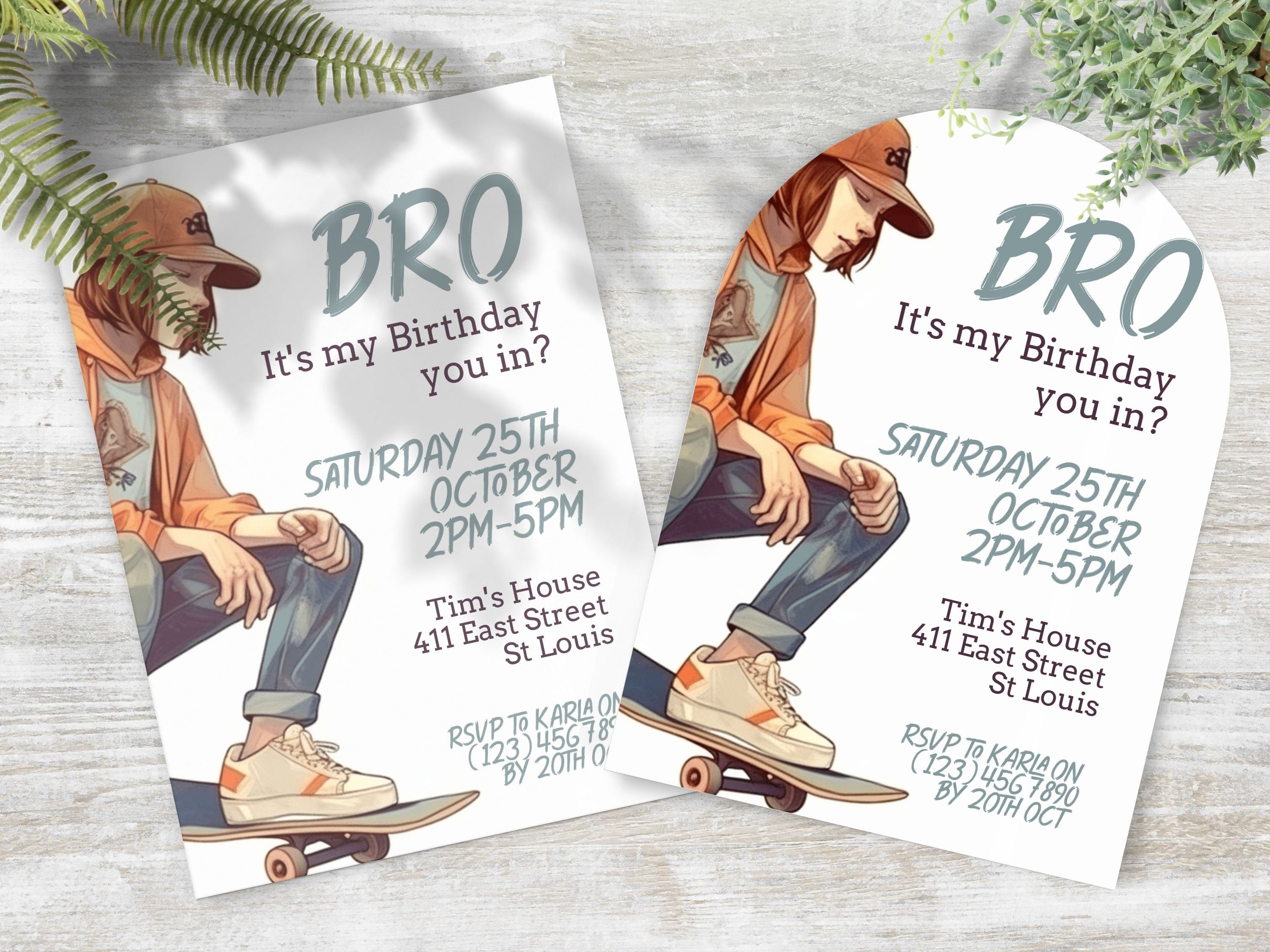 Bro Birthday Invite, INSTANT DOWNLOAD, Tween Boy Invite, Teen Boy ...
