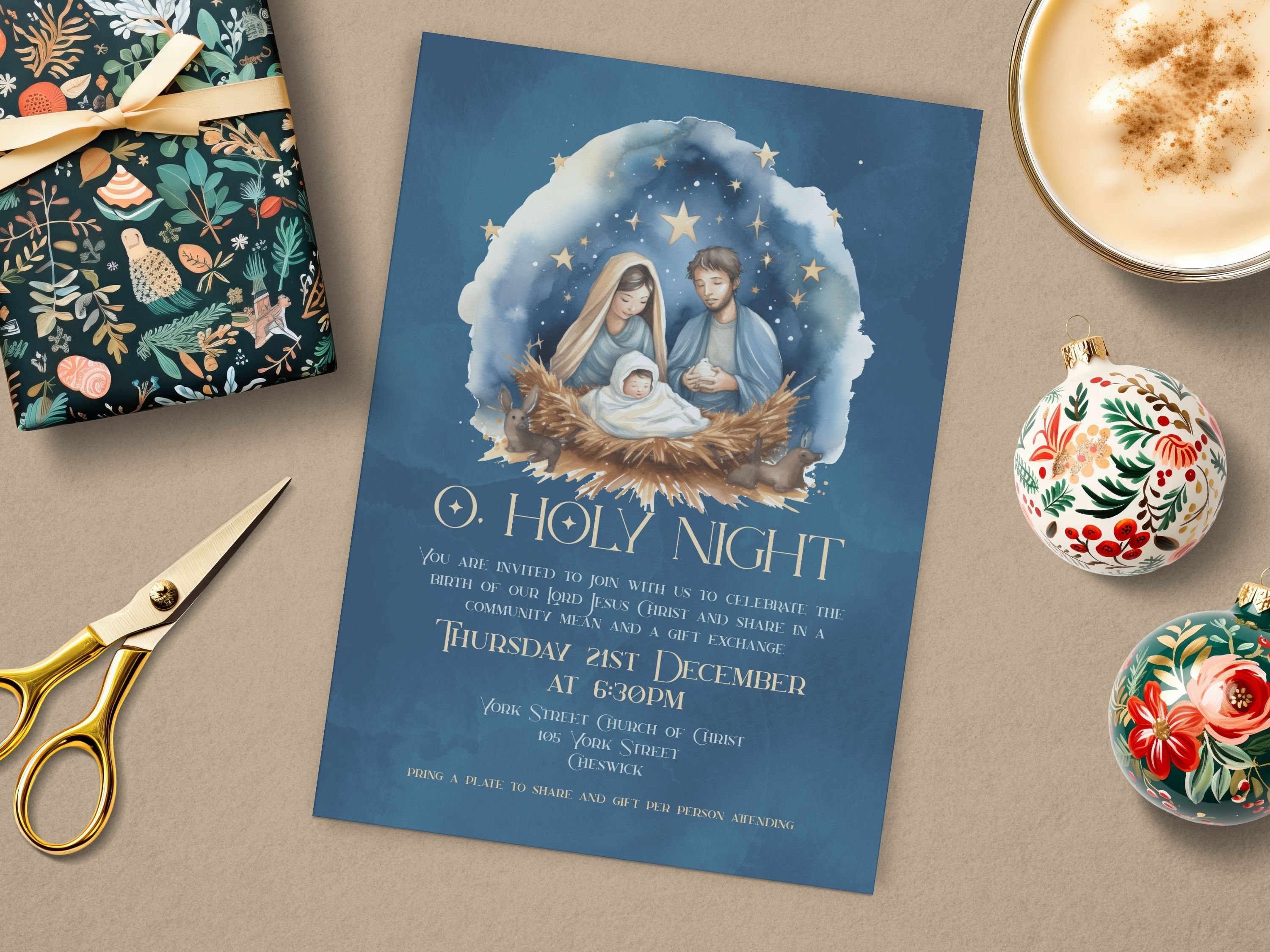 Nativity Christmas Invitation, INSTANT DOWNLOAD, Christmas Party ...