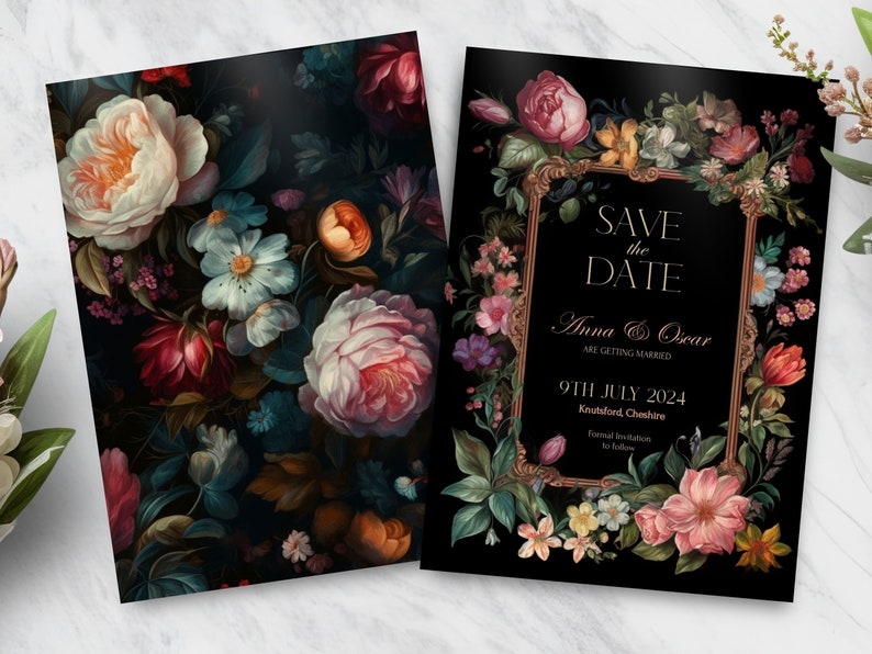 Save the Date, INSTANT DOWNLOAD, Moody Floral, Victorian Wedding ...