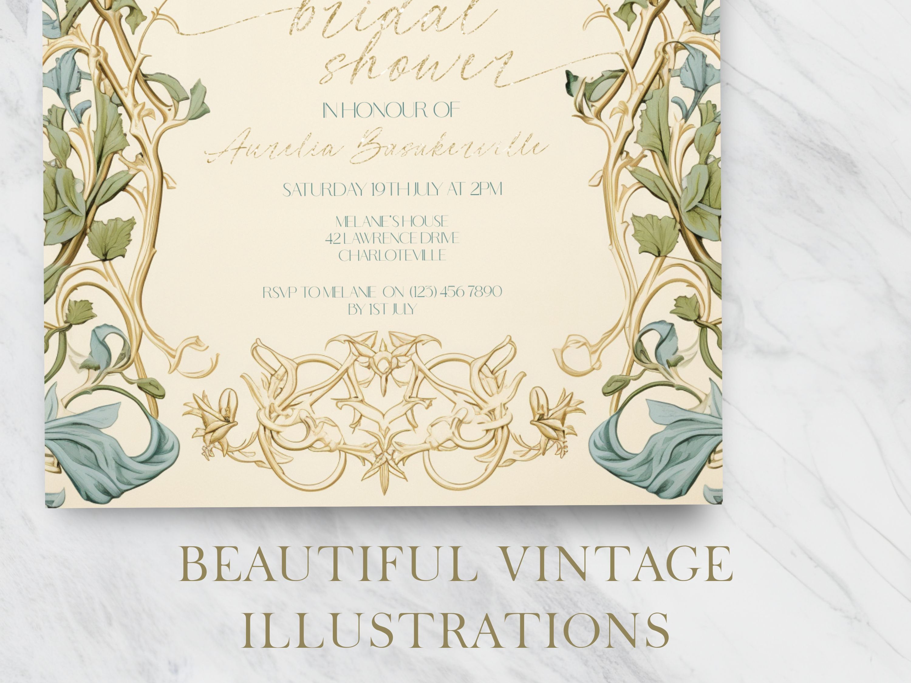 Regency Bridal Shower Invitation, INSTANT DOWNLOAD, Vintage Floral ...