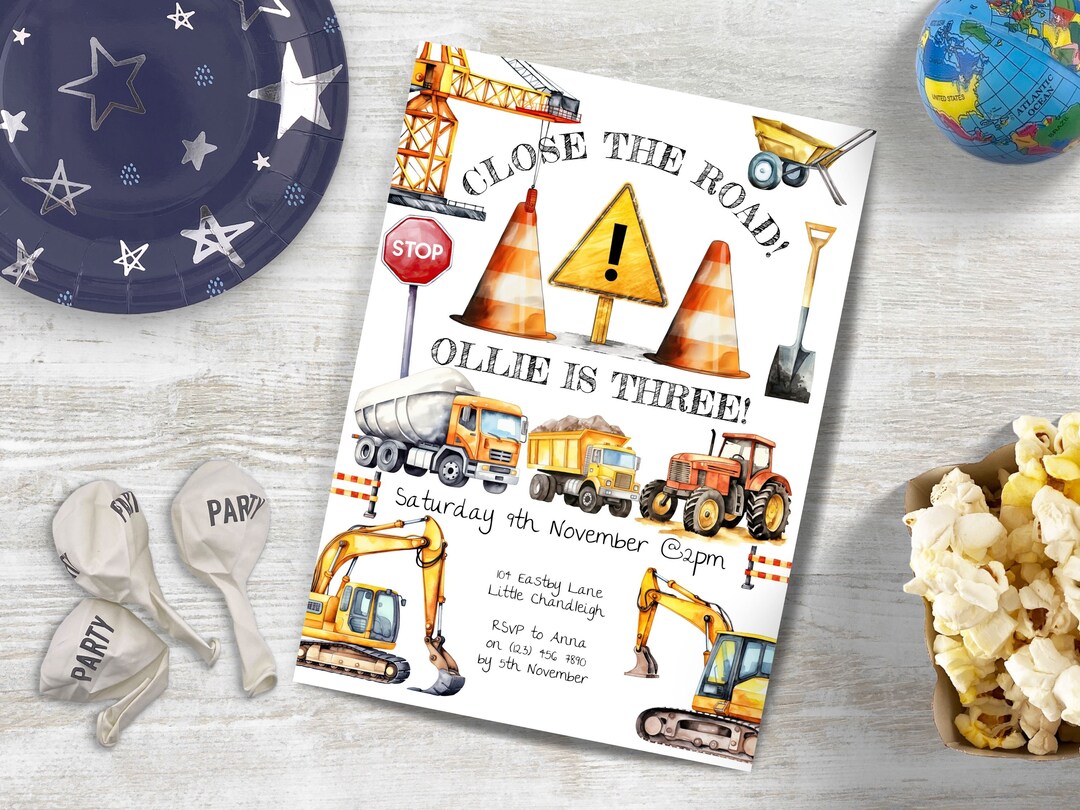 Construction Theme Birthday Invitation, INSTANT DOWNLOAD, Dump ...