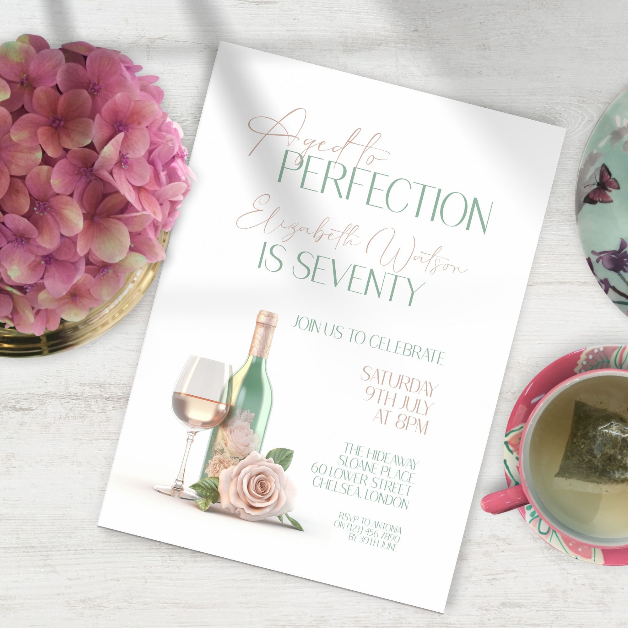Editable Aged To Perfection Invitation Instant Download Wine Birthday