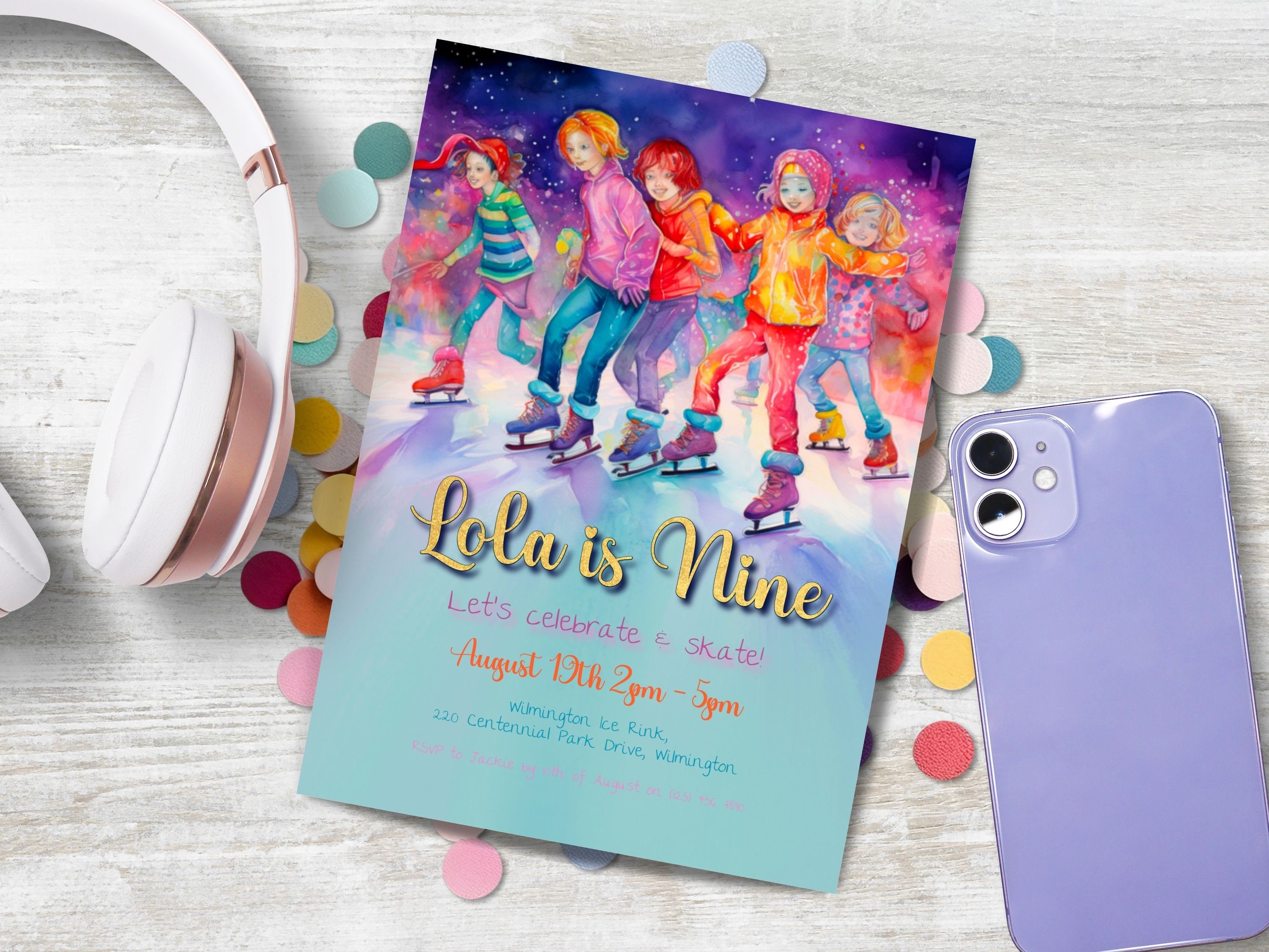 Ice Skating Birthday Invitation, INSTANT DOWNLOAD, Ice Skates Party ...