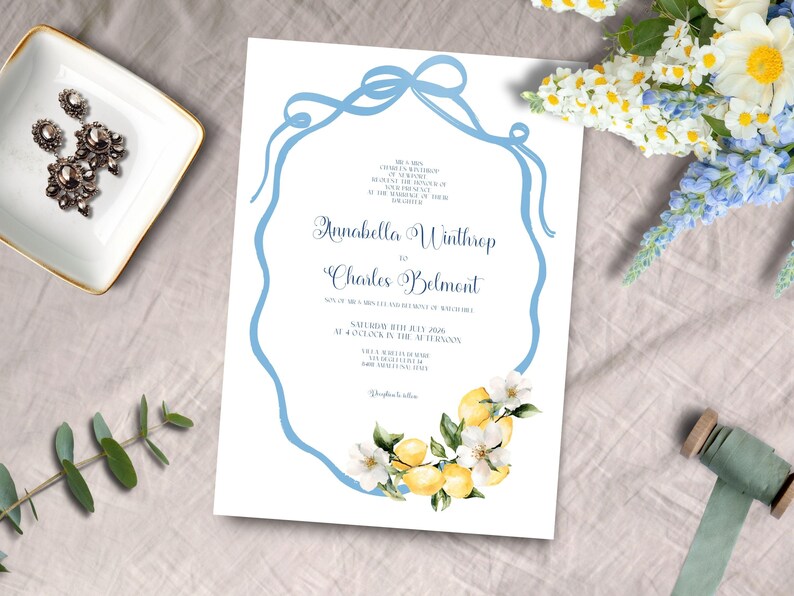 Italian Wedding Invitation Bundle, INSTANT DOWNLOAD, Amalfi Theme ...
