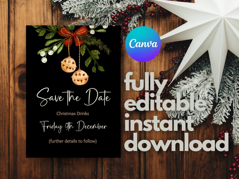 Christmas Save the Date Editable Template INSTANT DOWNLOAD - Etsy