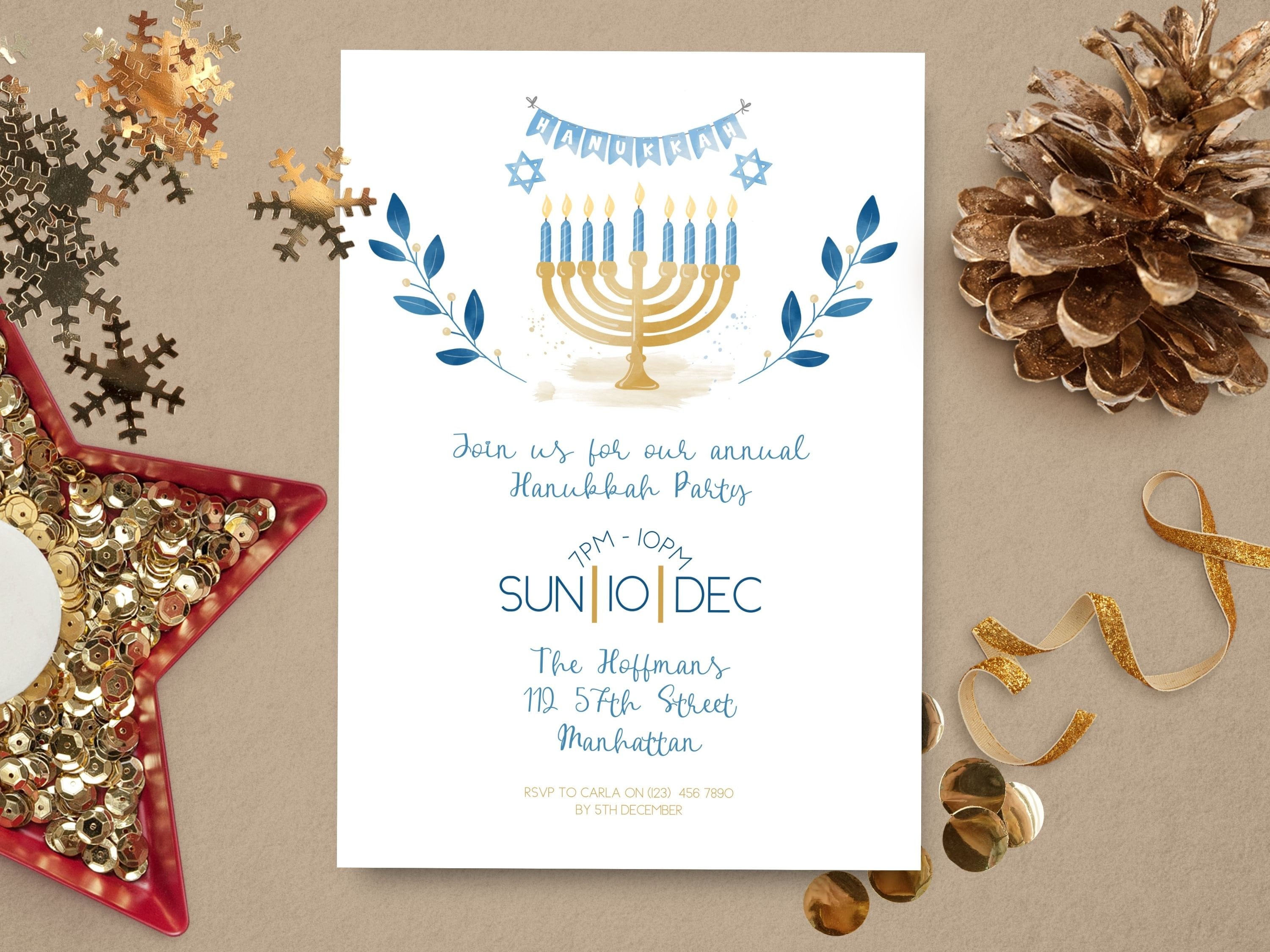 Editable Hanukkah Invitation, INSTANT DOWNLOAD, Chanukah Celebration ...