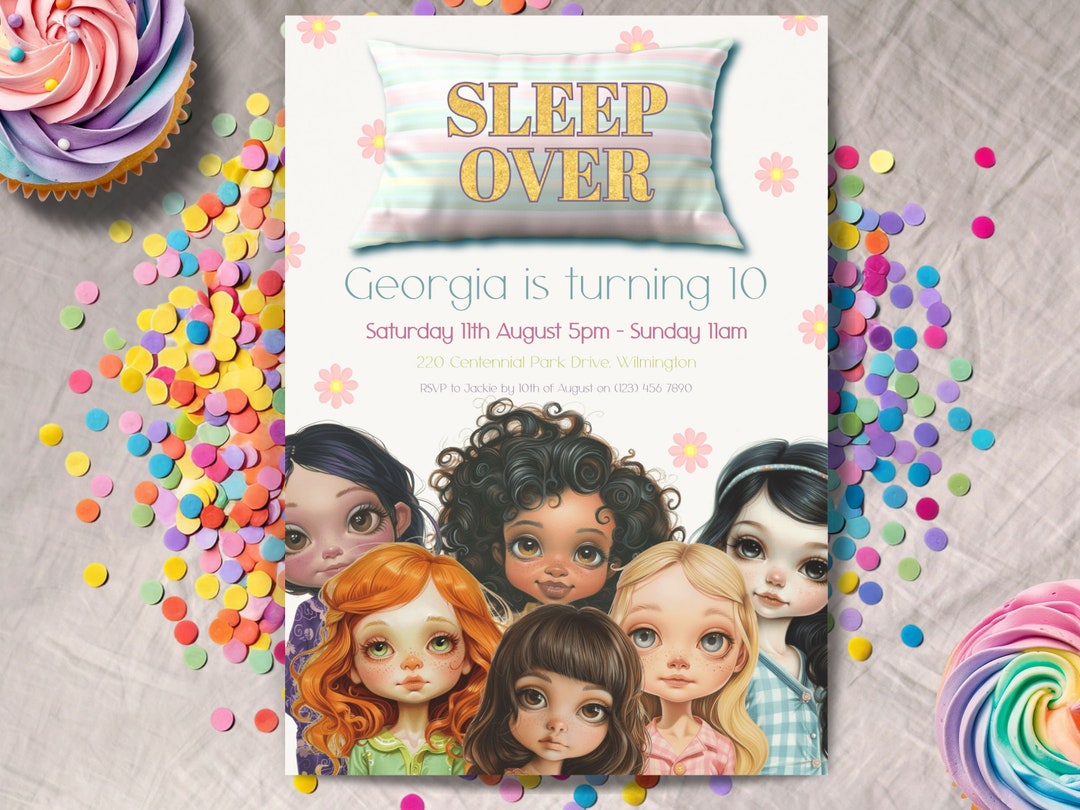 Sleep Over Birthday Invitation, INSTANT DOWNLOAD, Slumber Party Invite ...