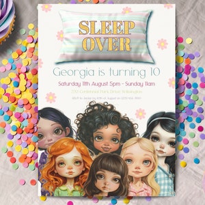 Sleep Over Birthday Invitation, INSTANT DOWNLOAD, Slumber Party Invite ...