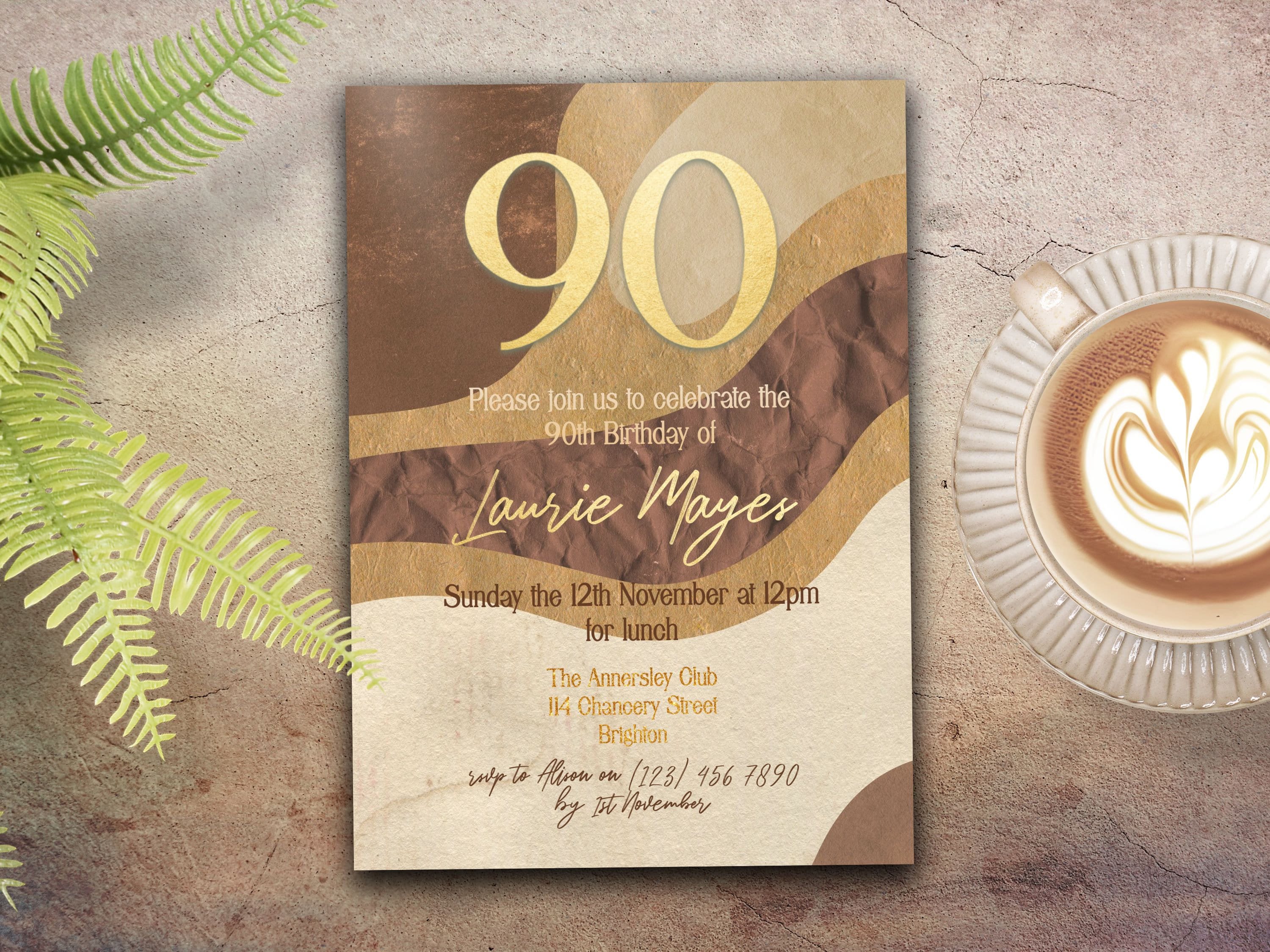90th Birthday Invite Man, INSTANT DOWNLOAD, 90th Birthday Party ...