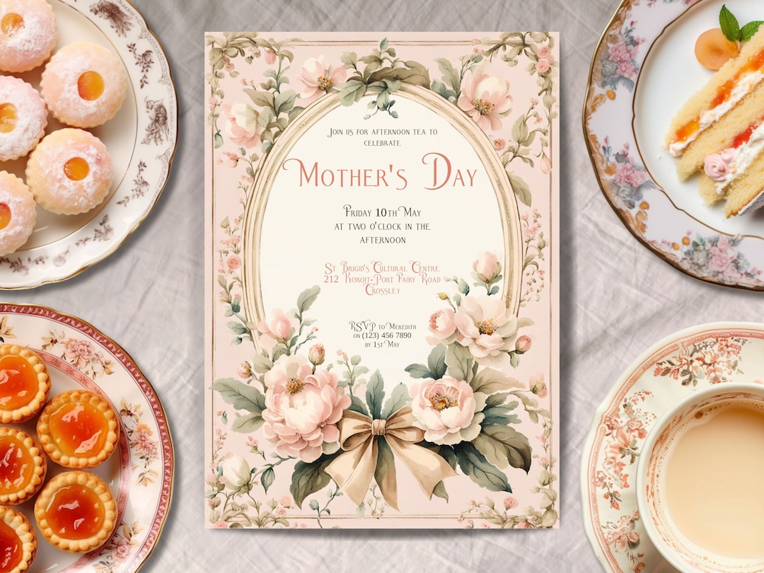 Mother's Day Party, Tea Party Invitation, INSTANT DOWNLOAD, Regency ...