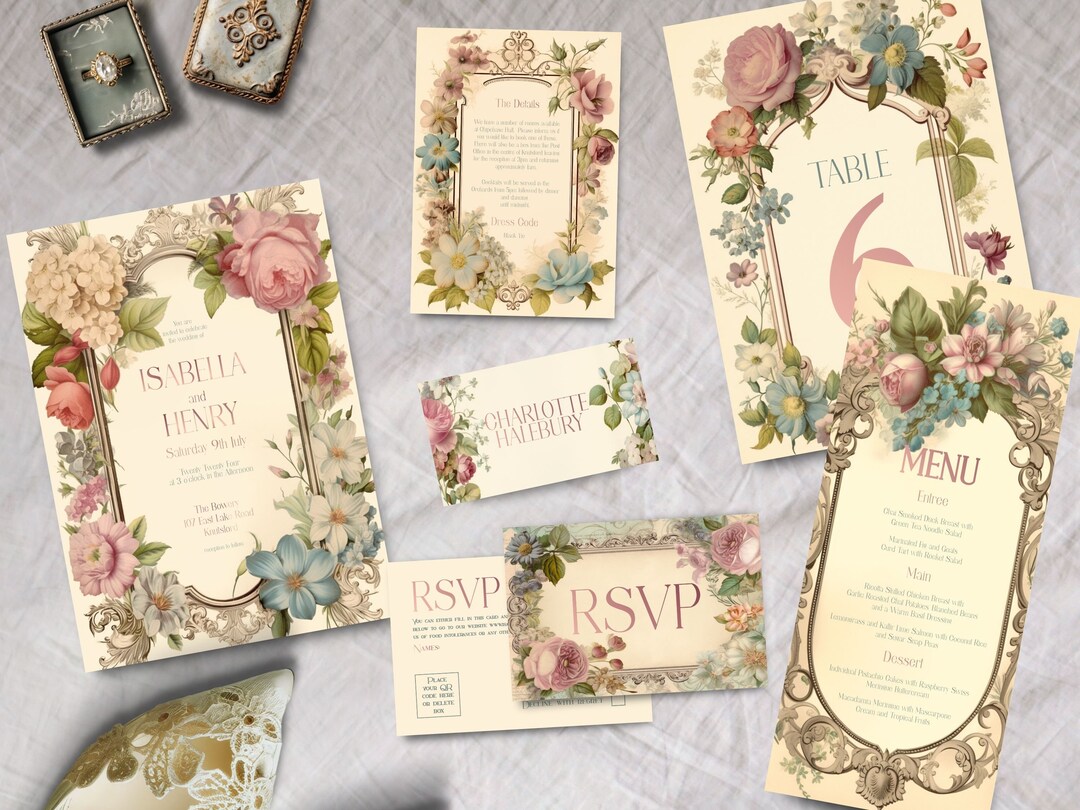 Victorian Wedding Bundle, INSTANT DOWNLOAD, Victorian Floral, Vintage ...