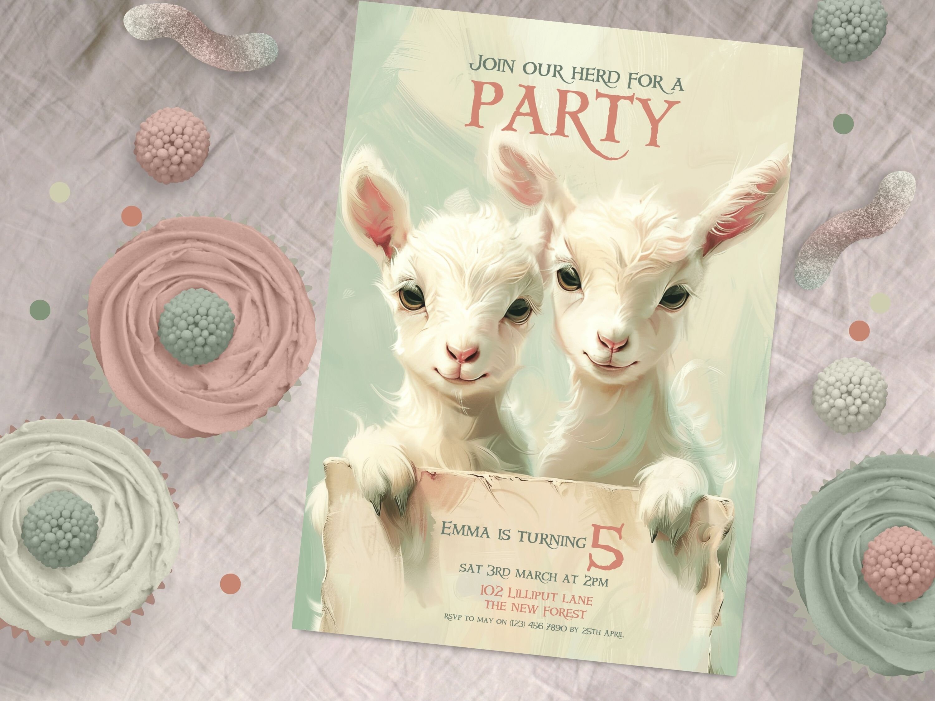 Goat Birthday Party Invitation, INSTANT DOWNLOAD, Join the Herd, Billy ...