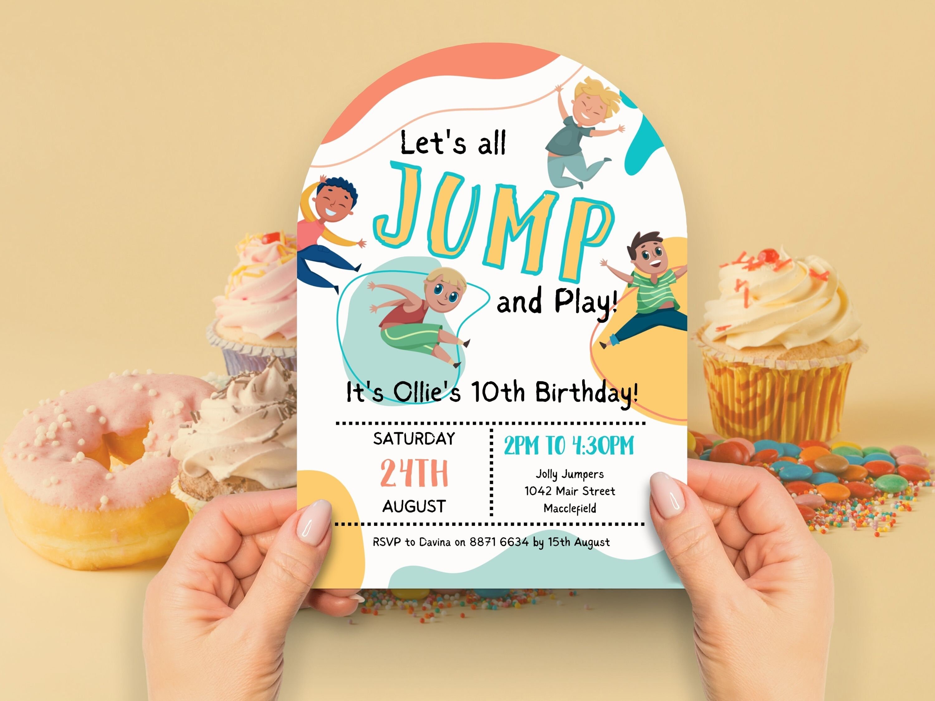 Jump Invitation, Editable Jump Birthday Invite INSTANT DOWNLOAD ...