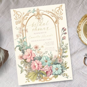 Victorian Bridal Shower Invitation, INSTANT DOWNLOAD, Vintage Floral ...