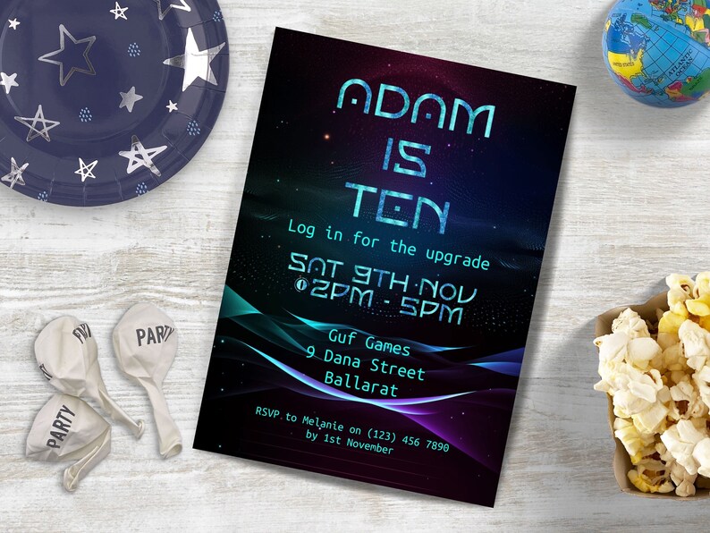 Gamer Birthday Invitation, INSTANT DOWNLOAD, Gamer Boy Invite, Any Age ...