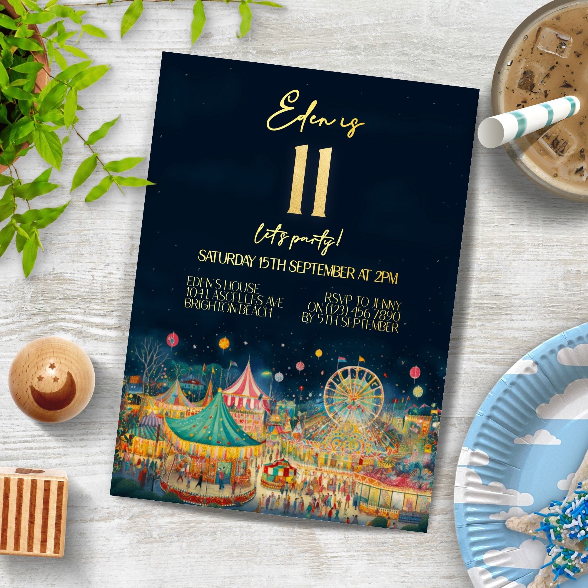 Carnival Invitation, INSTANT DOWNLOAD, Carnival Birthday Party Invite ...