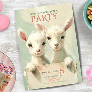 Goat Birthday Party Invitation, INSTANT DOWNLOAD, Join the Herd, Billy ...