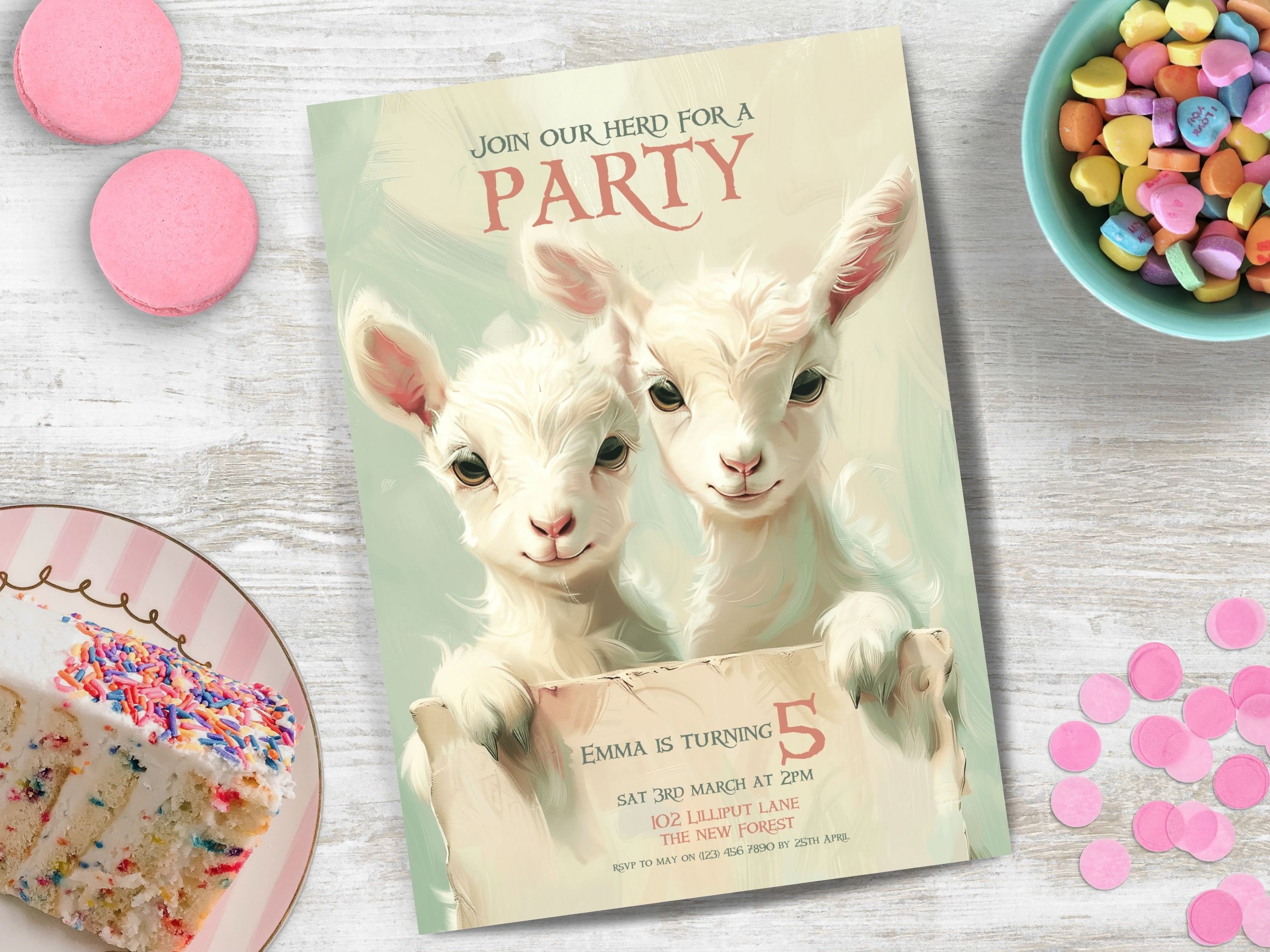 Goat Birthday Party Invitation, INSTANT DOWNLOAD, Join the Herd, Billy ...
