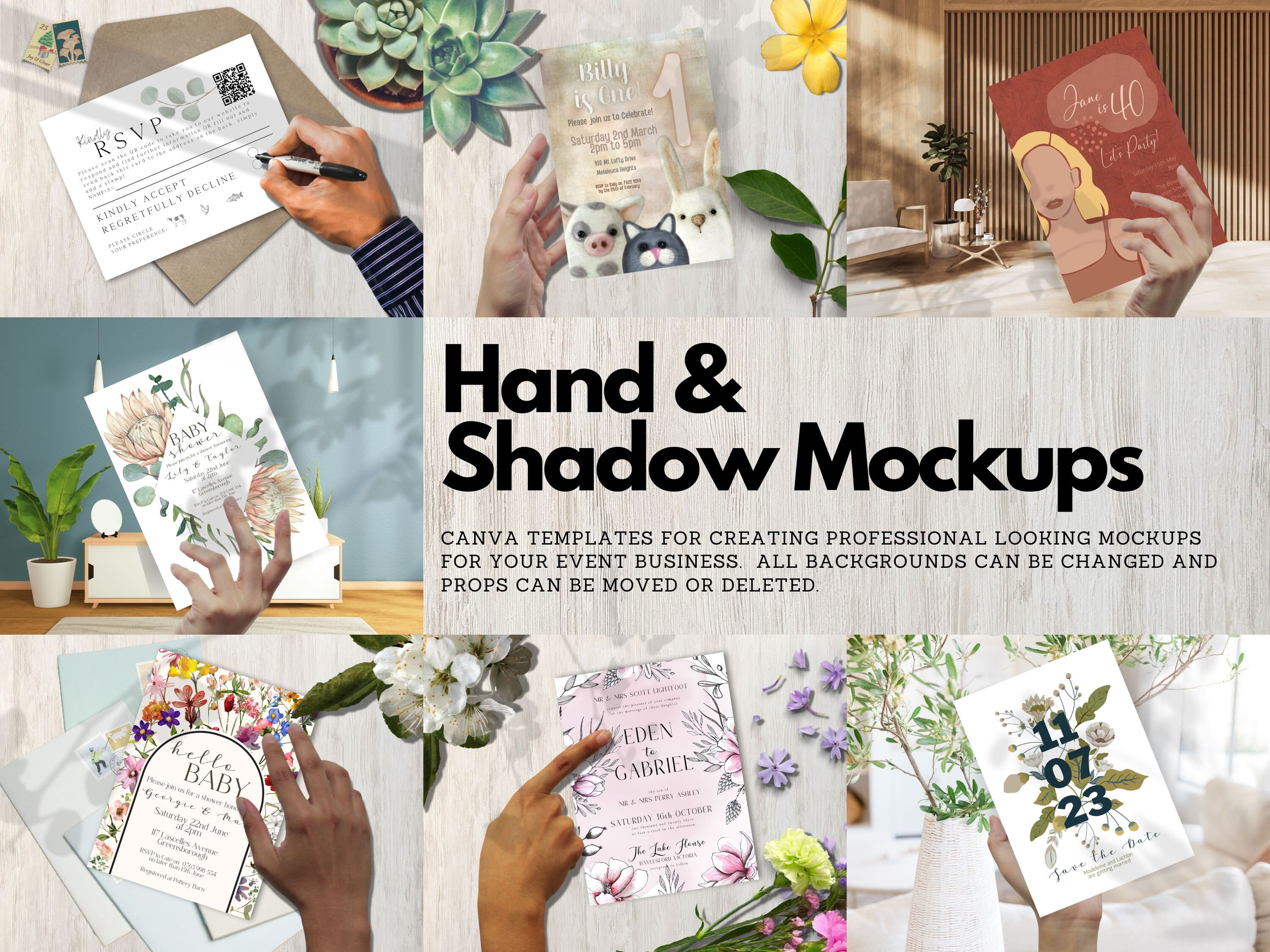 Hand and Shadow Mockups for Canva INSTANT DOWNLOAD Easy to Use ...