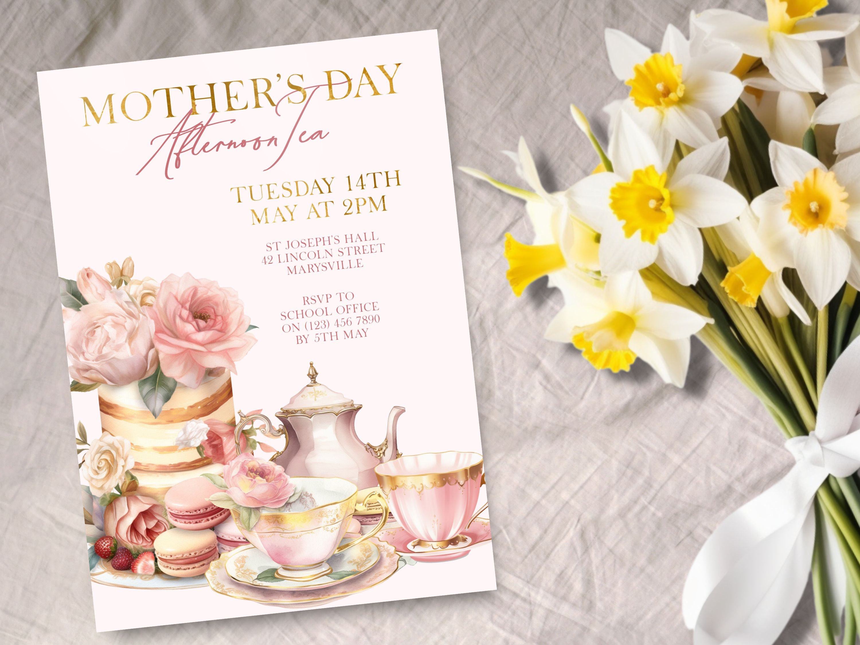 Mother's Day Party, Tea Party Invitation, INSTANT DOWNLOAD, Regency ...