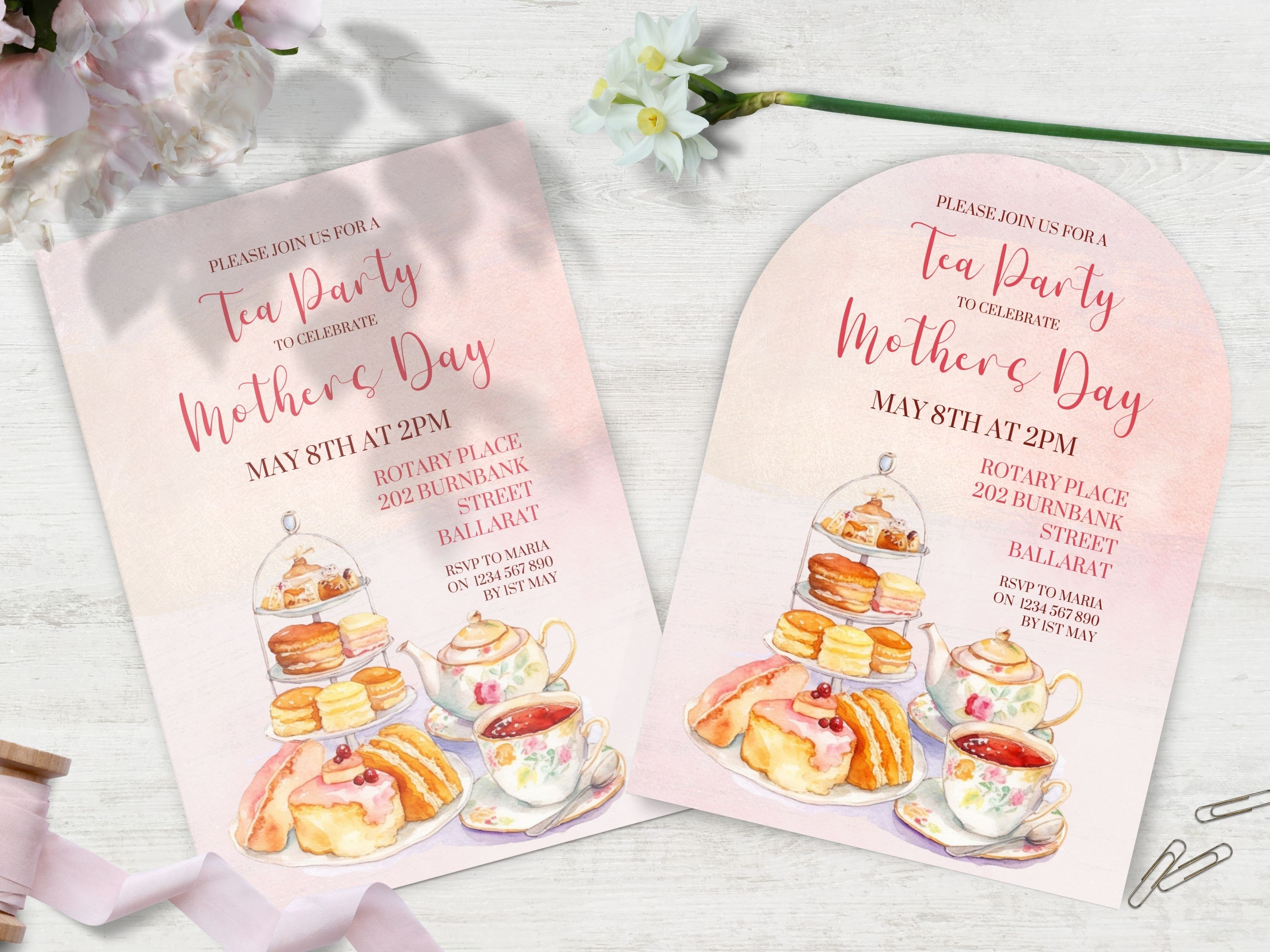 Mothers Day Tea Party Invitation INSTANT DOWNLOAD Mother's Day Brunch ...